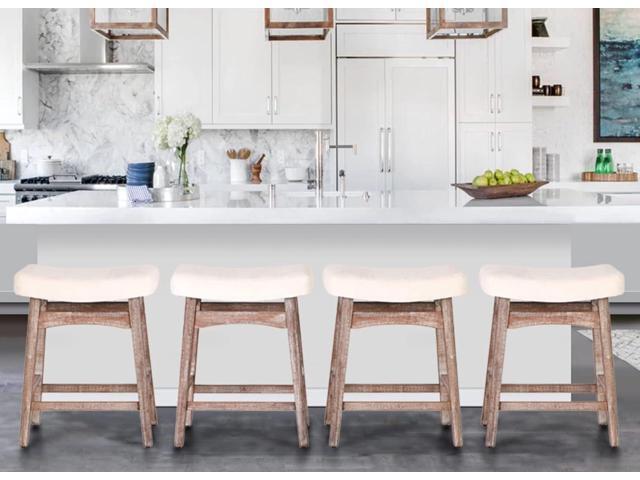 Click here for ALPHA HOME Bar Stools Set of 4  Solid Wood Saddle... prices