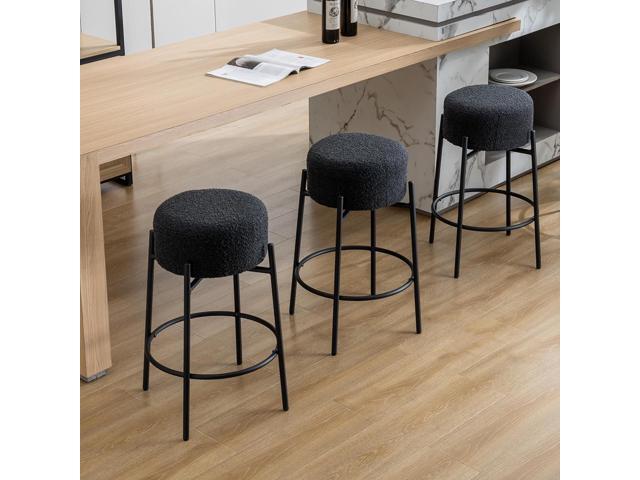Click here for Modern Backless Bar Stools Set of 3  27 Boucle Swi... prices