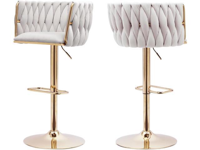 Click here for Beige Velvet Bar Stools Set of 2 - Modern Adjustab... prices