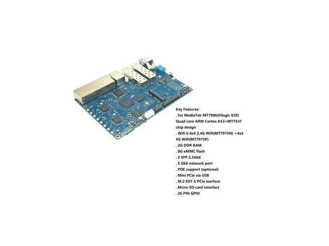 Click here for For PI BPI-R3 MT7986 2G+8G EMMC 2 SFP 2.5GbE 5GbE... prices