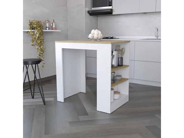Click here for Kitchen Island with Three Side Shelves Doyle  Whit... prices