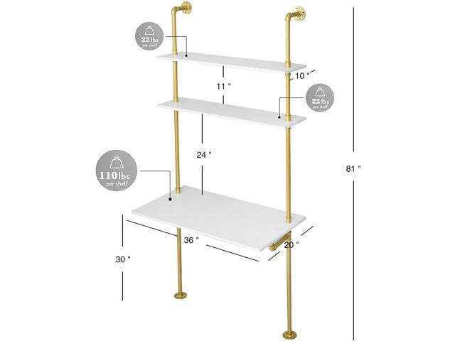 Click here for MAIKAILUN White and Gold Desk  36 Ladder Desk  Wal... prices