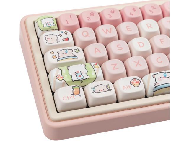 Click here for Hyekit PBT Keycaps - 145 Keys MOA Profile Pink Pig... prices