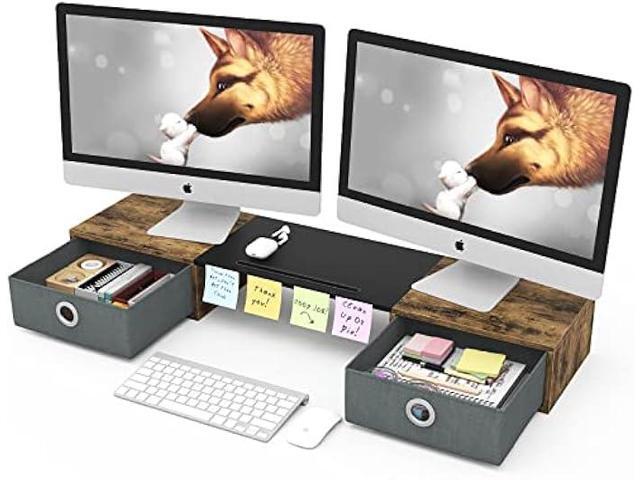 Click here for WESTREE Dual Monitor Stand Riser with Two Drawers... prices