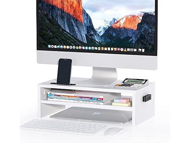 Click here for BONTEC Monitor Stand Riser White  2 Tiers Wood Mon... prices