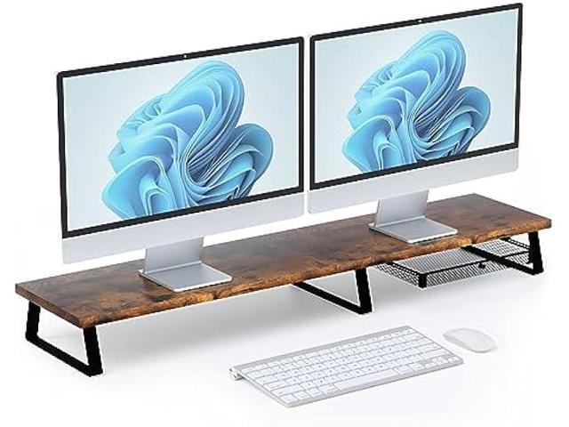 Click here for Desktop Dual Monitor Stand Riser - Wood Monitor St... prices