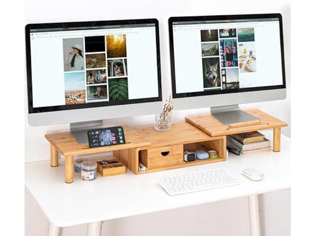 Click here for ROCDEER Dual Monitor Stand Riser with Drawer for D... prices