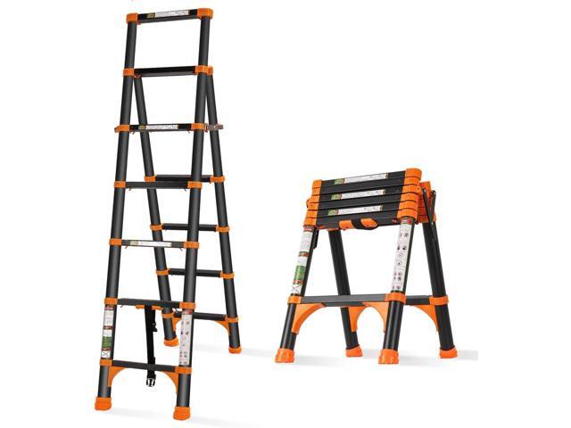 Click here for RIKADE A-Frame Telescoping Ladder with 1-Button Re... prices