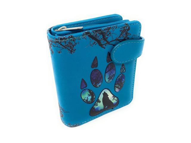 Click here for Shagwear Wolf Paw Print Small Teal Zipper Wallet prices