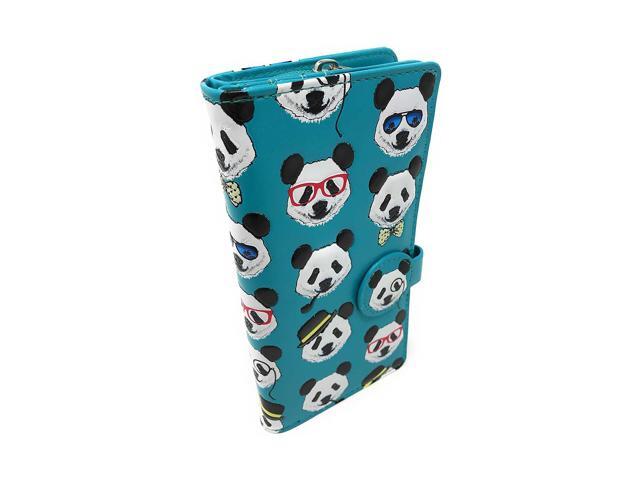 Click here for Shagwear Panda Repeat Large Teal Zipper Wallet prices