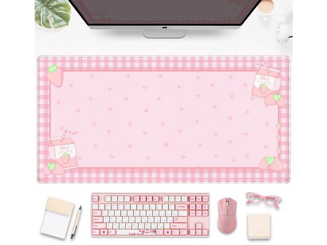 Click here for KEHIPI Cute Pink Plaid Desk Mats Strawberry Milk G... prices