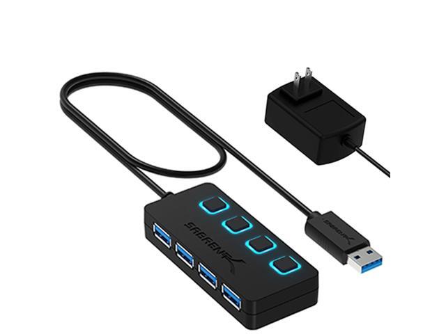 Sabrent Hb-UMP3 4 Port Usb 3.0 Hub with Power Adapter & Led Switches - Black