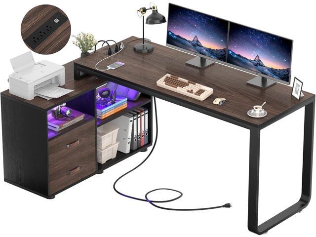 Click here for Homieasy L Shaped Desk with File Cabinet & Power O... prices
