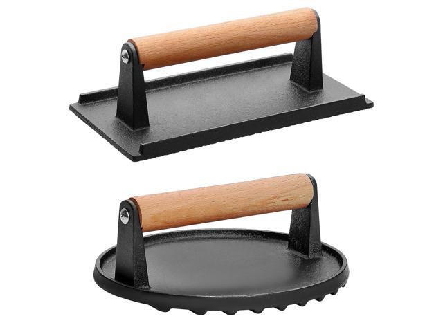 Click here for 2Pcs Cast Iron Grill Press Round & Rectangular Bac... prices