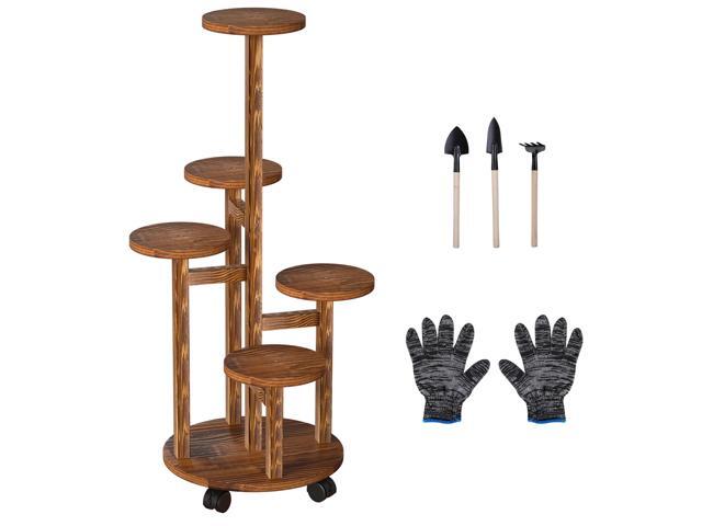 Click here for Fresh Fab Finds 5-Tier Wooden Plant Stand w/ Wheel... prices