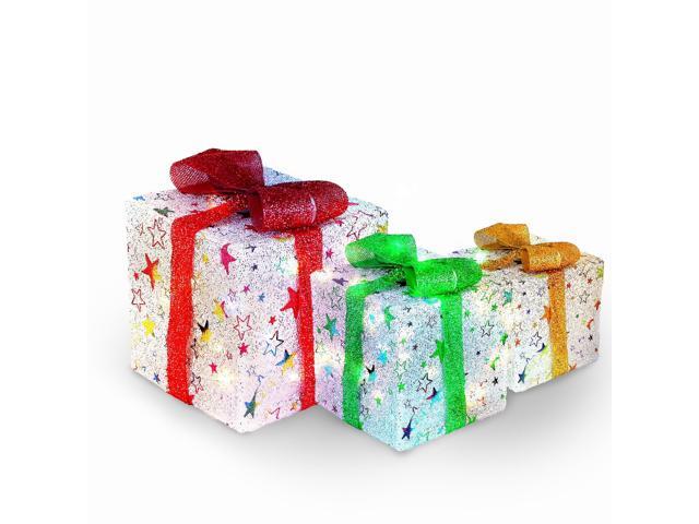Click here for Fresh Fab Finds 3 Lighted Gift Boxes Christmas Orn... prices