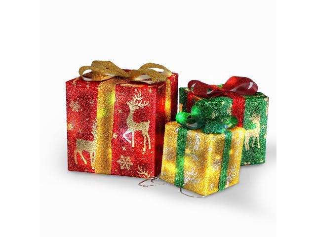 Click here for Fresh Fab Finds 3 Lighted Gift Boxes Christmas Orn... prices