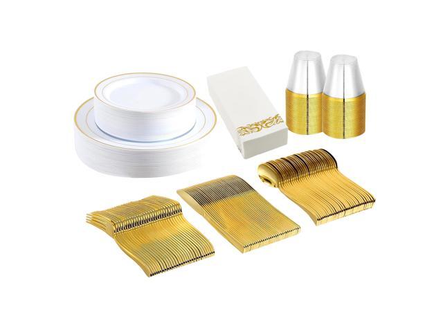 Click here for Fresh Fab Finds 175Pc Gold Rim Plastic Dinnerware... prices