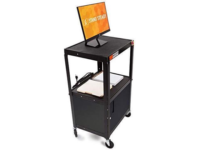 Click here for Line Leader AV Cart w/Locking Cabinet  Black Metal... prices
