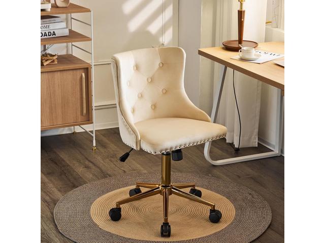 Click here for VINGLI Beige Velvet Armless Home Office Desk Chair... prices