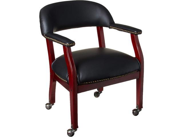 Click here for Boss Captains Chair In Black Vinyl W/ Casters prices