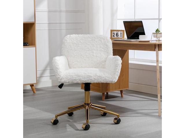 Click here for HomVent Modern Glam White & Gold Faux Fur Desk Cha... prices