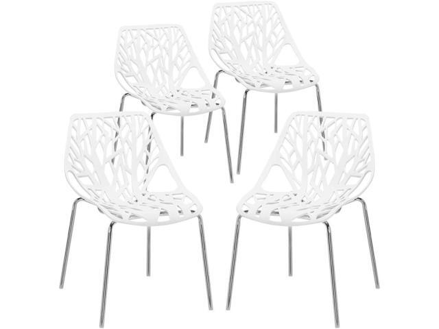 Click here for Bonnlo Modern Stackable Chair Set of 4 Kitchen Whi... prices