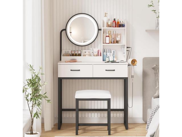 Click here for Vabches Makeup Vanity with Round Mirror and Lights... prices