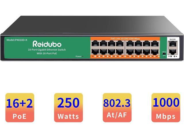 Click here for Reidubo 18 Ports Ethernet Gigabit PoE Switch 16 Po... prices
