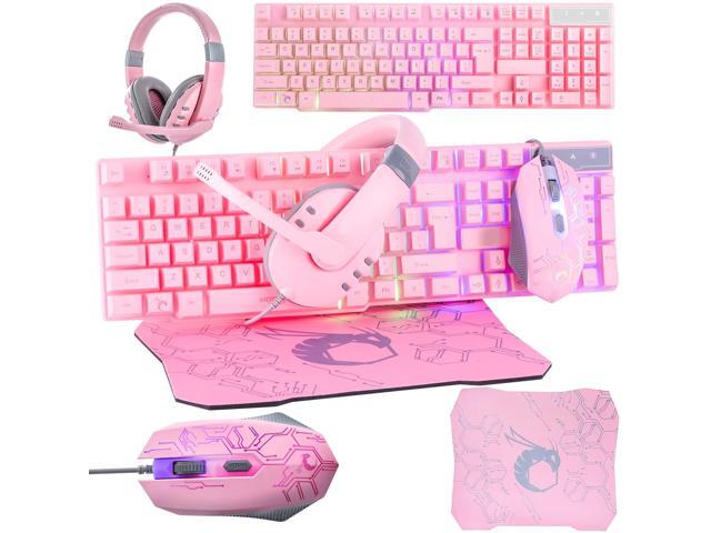 Click here for Pink Gaming Keyboard and Mouse Headset Headphones... prices