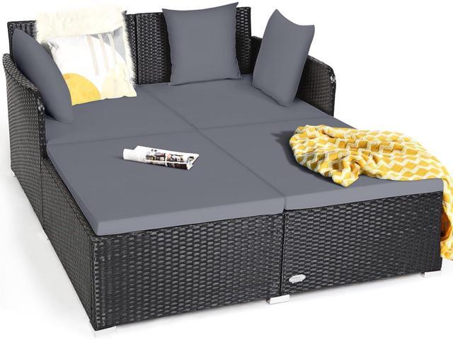 Click here for HAPPYGRILL Outdoor Rattan Daybed Patio Loveseat So... prices