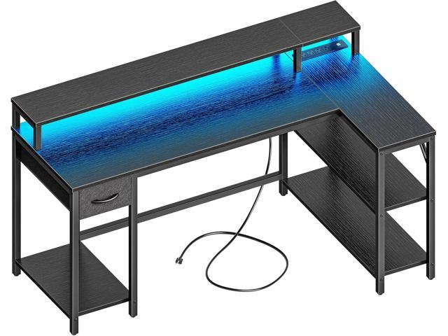 Click here for SUPERJARE 53 inch L Shaped Gaming Desk with LED Li... prices