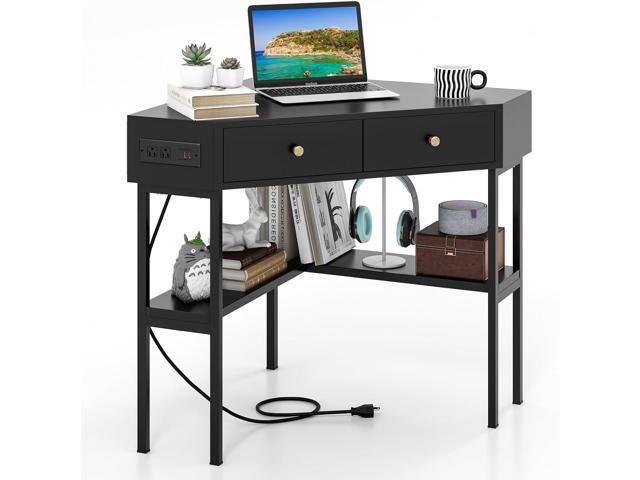 Click here for Tangkula Corner Desk with 2 Drawers & Built-in Cha... prices