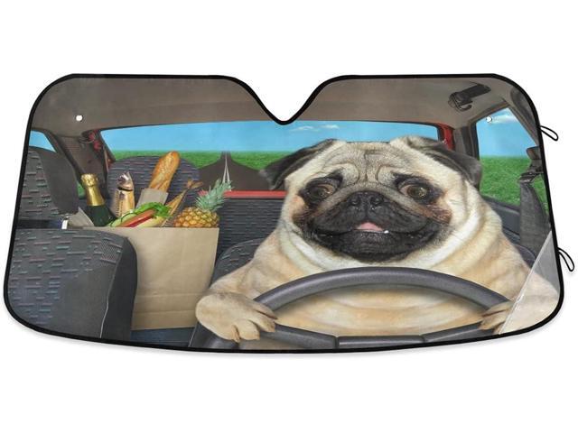 Click here for Pug Dog Driving Car Front Windshield Car Sun Shade... prices
