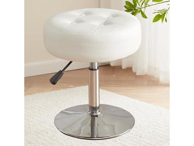 Click here for White Vanity Chair for Makeup Room Round Ottoman T... prices