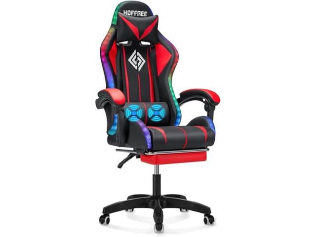 Click here for RGB Gaming Chair Massage with LED Lights and Footr... prices