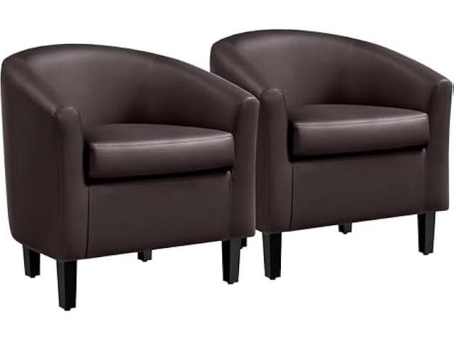 Click here for Yaheetech PU Leather Accent Chairs  Modern Barrel... prices