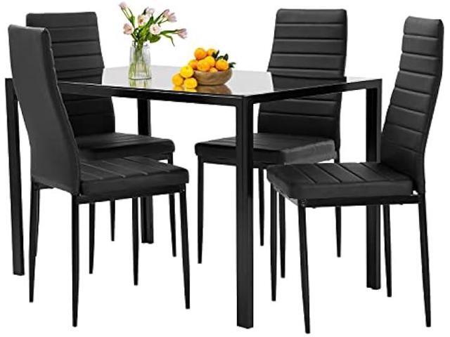 Click here for FDW 5-Piece Dining Table Set Black Glass Kitchen T... prices