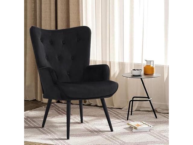 Click here for Furnimart Black Velvet Accent Chair Mid Century Mo... prices