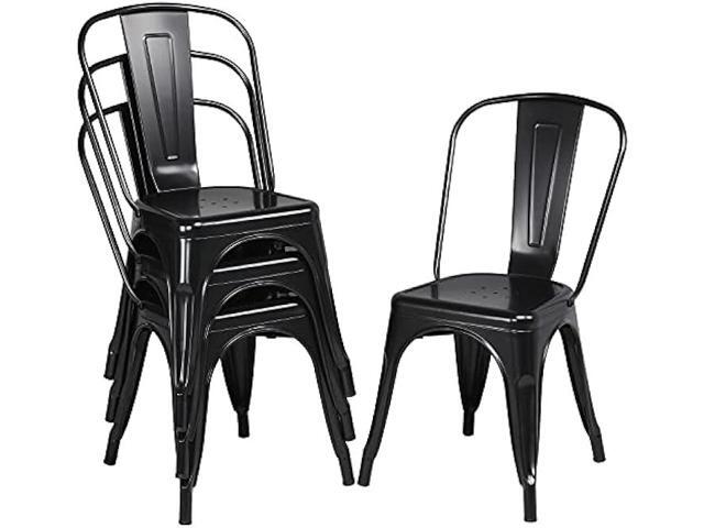 Click here for Topeakmart Metal Dining Chairs Set of 4 Black High... prices