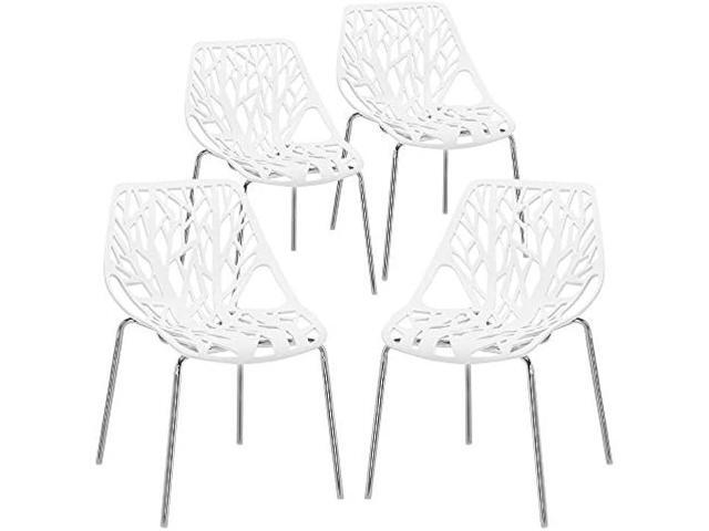 Click here for Bonnlo Modern Stackable Chair Set of 4 Kitchen Whi... prices