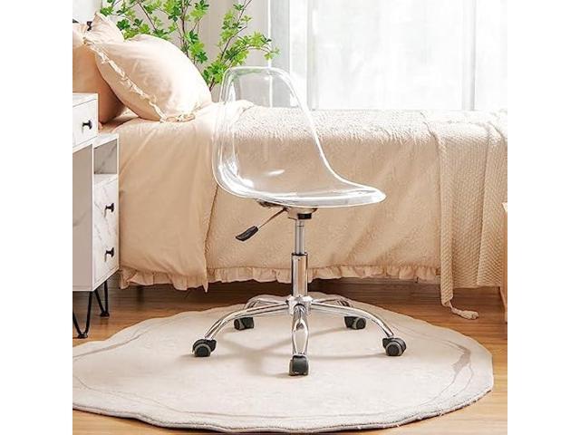 Click here for Giantex Clear Desk Chair  Acrylic Rolling Armless... prices