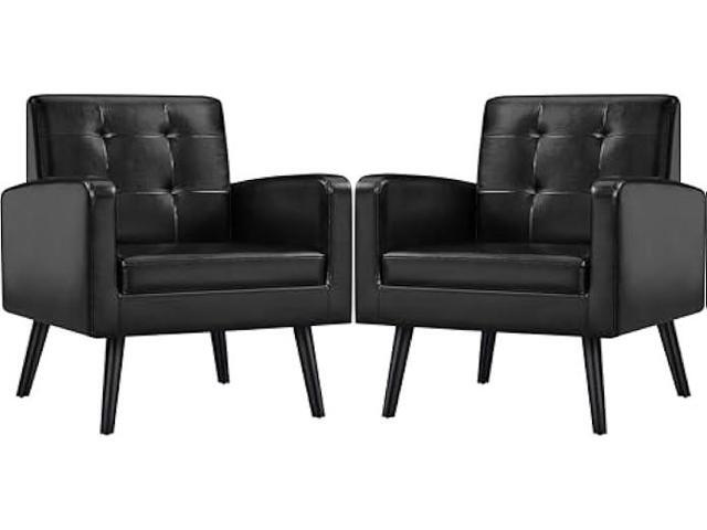 Click here for Yaheetech Mid-Century Accent Chairs  PU Leather Mo... prices