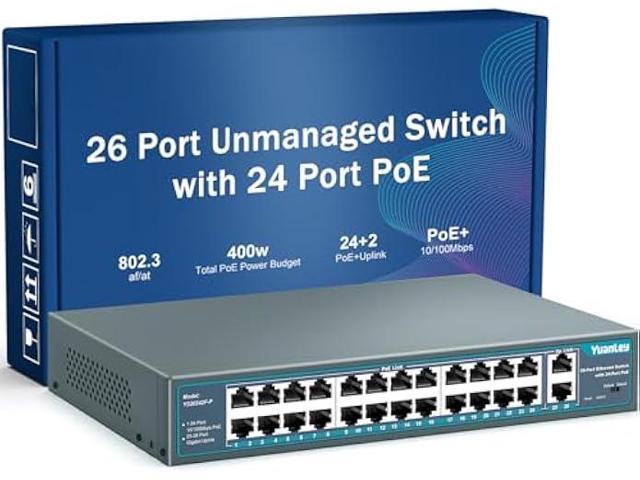 Click here for Yuanley 24 Port PoE Switch with 2 Gigabit Ethernet... prices