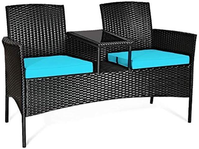 Click here for HAPPYGRILL Patio Loveseat Rattan Wicker Loveseat w... prices