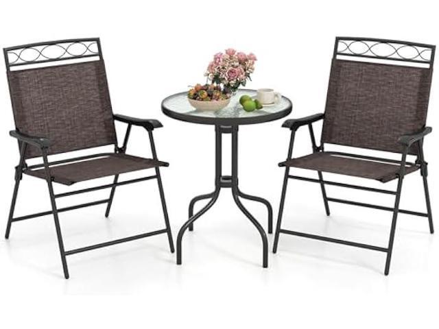 Click here for Giantex Patio Dining Set Round Glass Table with 2... prices