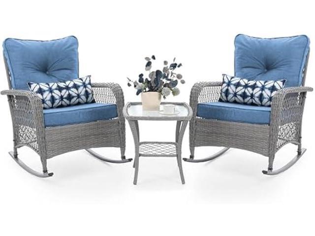 Click here for UDPATIO 3 Piece Patio Furniture Set  Wicker Rockin... prices