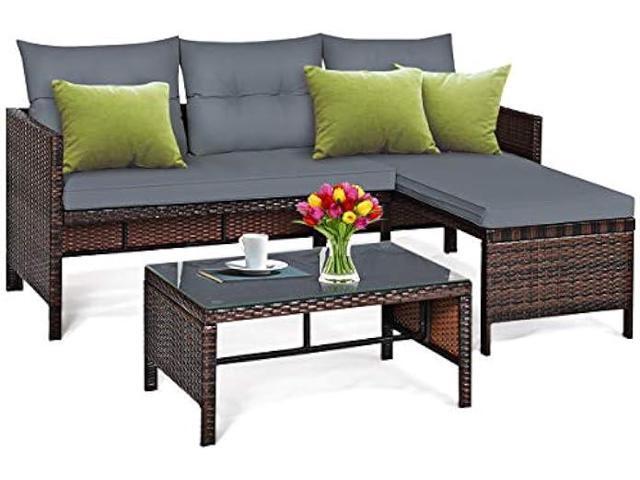 Click here for DORTALA 3 Piece Wicker Patio Furniture Set  PE Rat... prices