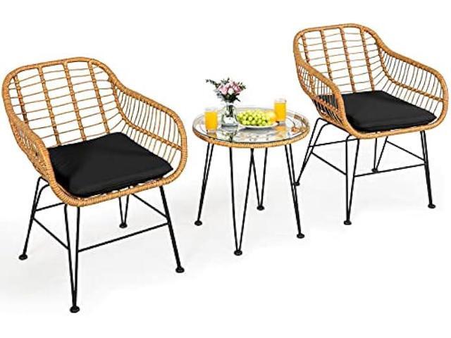 Click here for Tangkula 3 Pieces Patio Bistro Set  Rattan Convers... prices