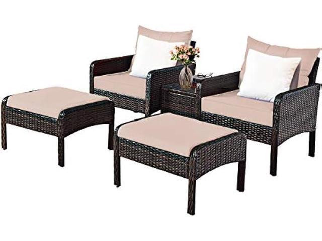 Click here for Tangkula Wicker Furniture Set 5 Pieces PE Wicker R... prices